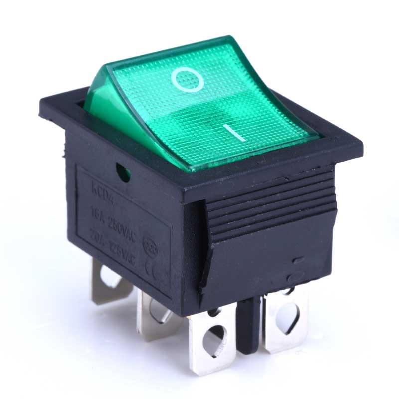 Large Rocker Switch 6PIN Red/Green Illuminated 16A 250V - Rocker ...