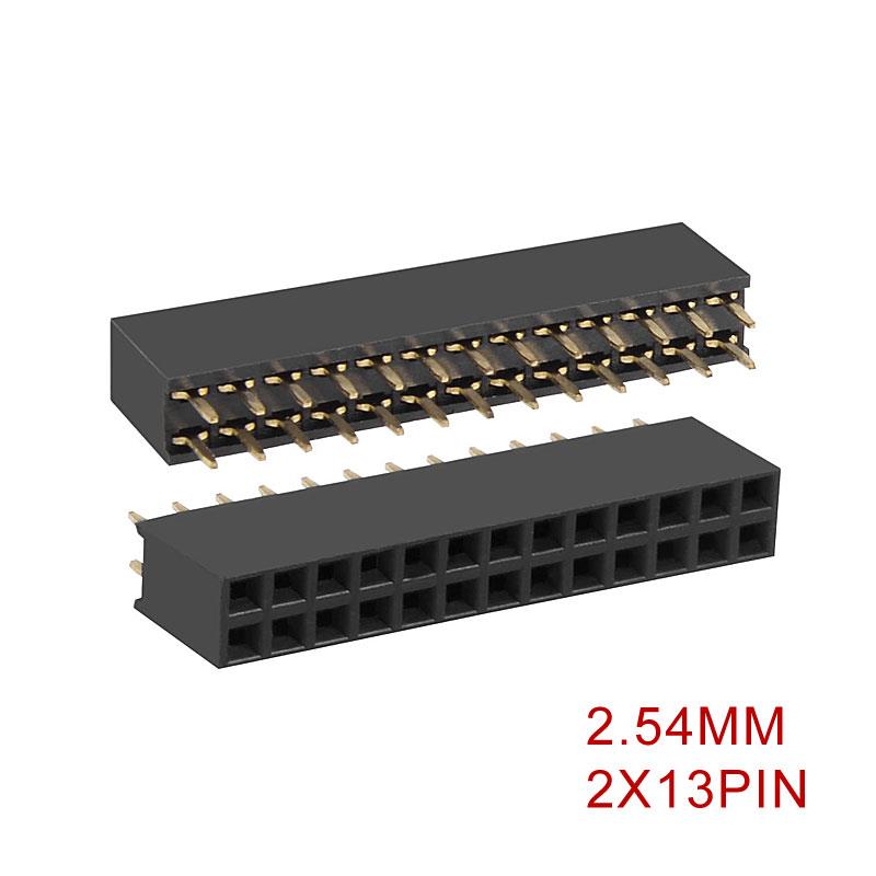 2.54mm Pitch 2x13-Pin Double Row Straight Connector Female Pin Header ...